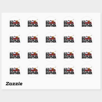 Big Brother Fire Truck Classic Round Sticker | Zazzle