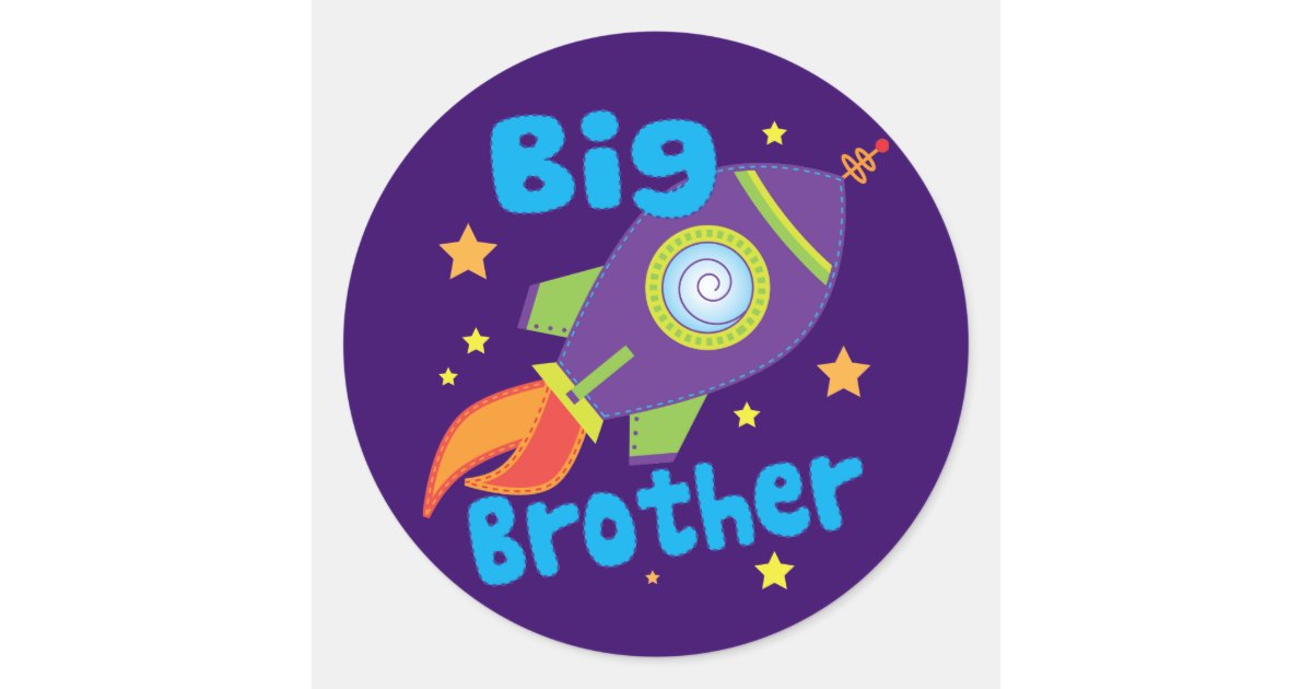 Big Brother Rocket Ship Sibling Sets Classic Round Sticker | Zazzle