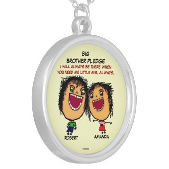 Big Brothers Pledge To Sister Silver Plated Necklace | Zazzle