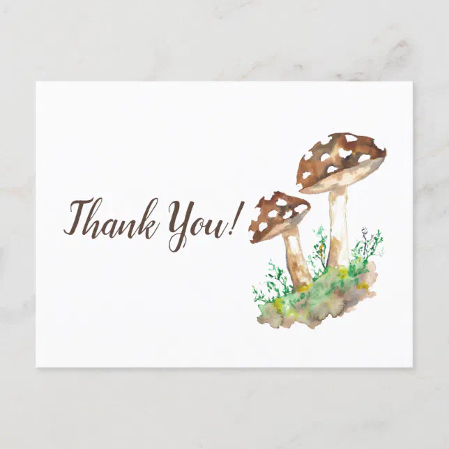 Big Brown Mushrooms Thank you Card | Zazzle