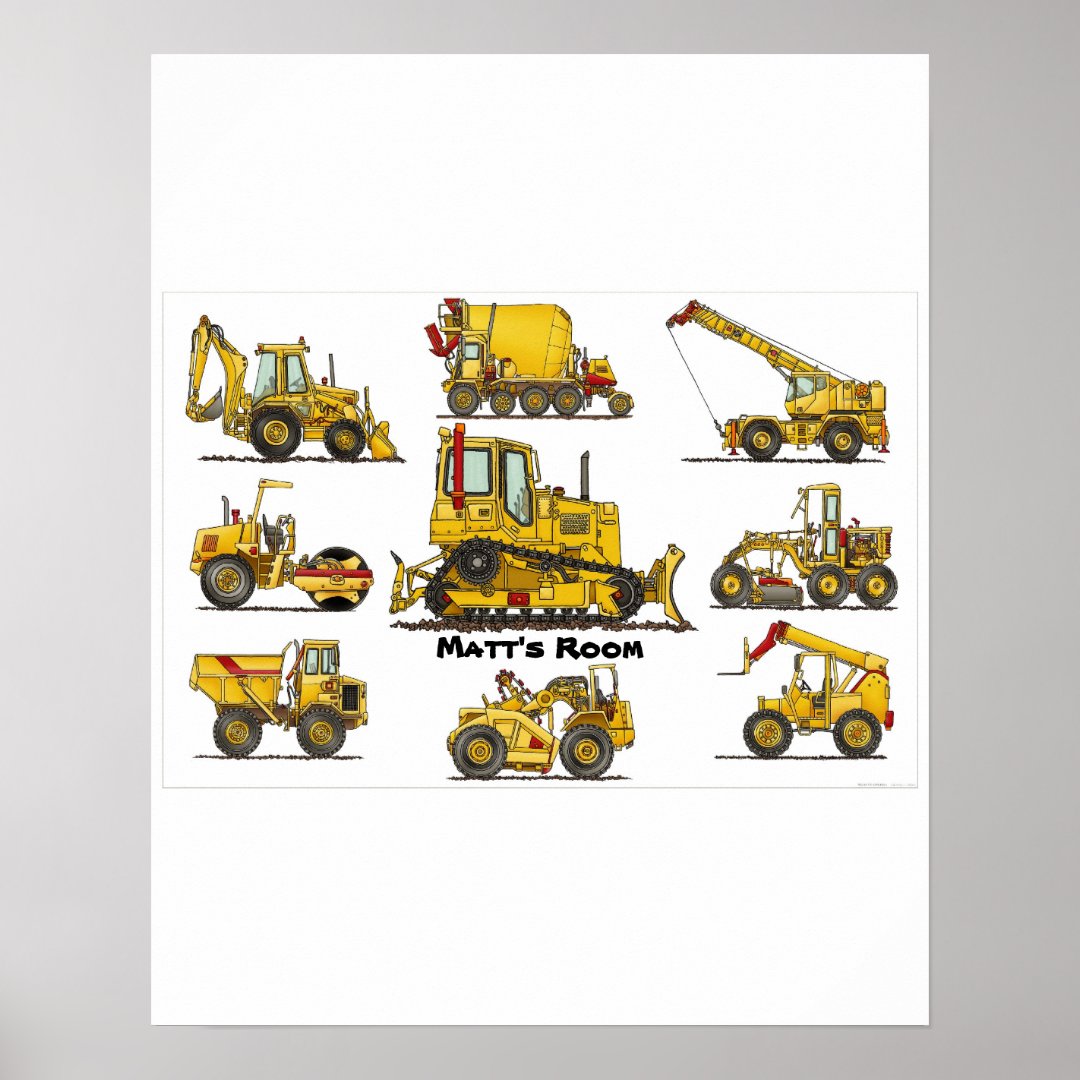 Big Bulldozer Construction Equipment Poster Print | Zazzle