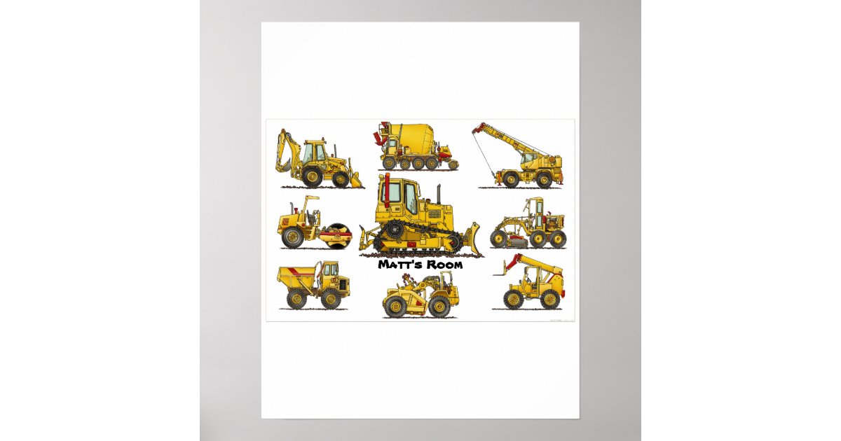 Big Bulldozer Construction Equipment Poster Print | Zazzle