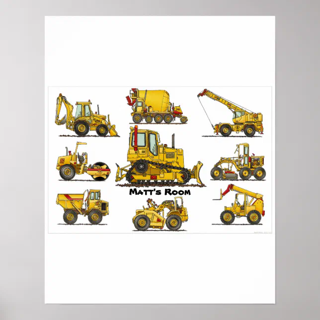 Big Bulldozer Construction Equipment Poster Print | Zazzle