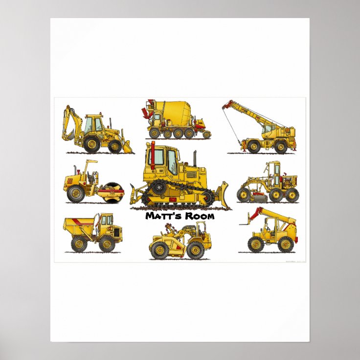 Big Bulldozer Construction Equipment Poster Print | Zazzle