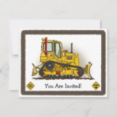 Big Bulldozer Dozer Kids Party Invitation | Zazzle