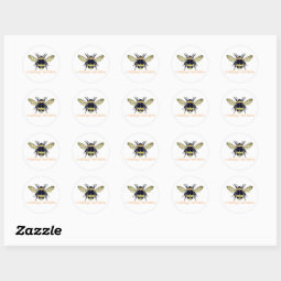 Big Bumble Bee Classic Round Sticker | Zazzle