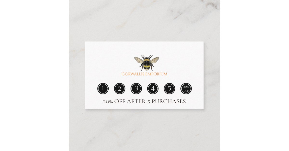 Big Bumble Bee Honey Products Apiary Beekeeper Loyalty Card | Zazzle
