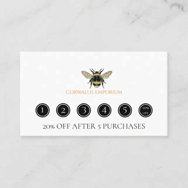 Big Bumble Bee Honey Products Apiary Beekeeper Loyalty Card | Zazzle