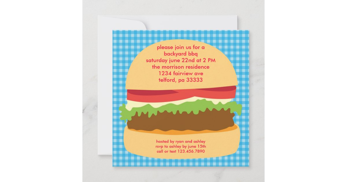 Big Burger BBQ Invitation | Zazzle