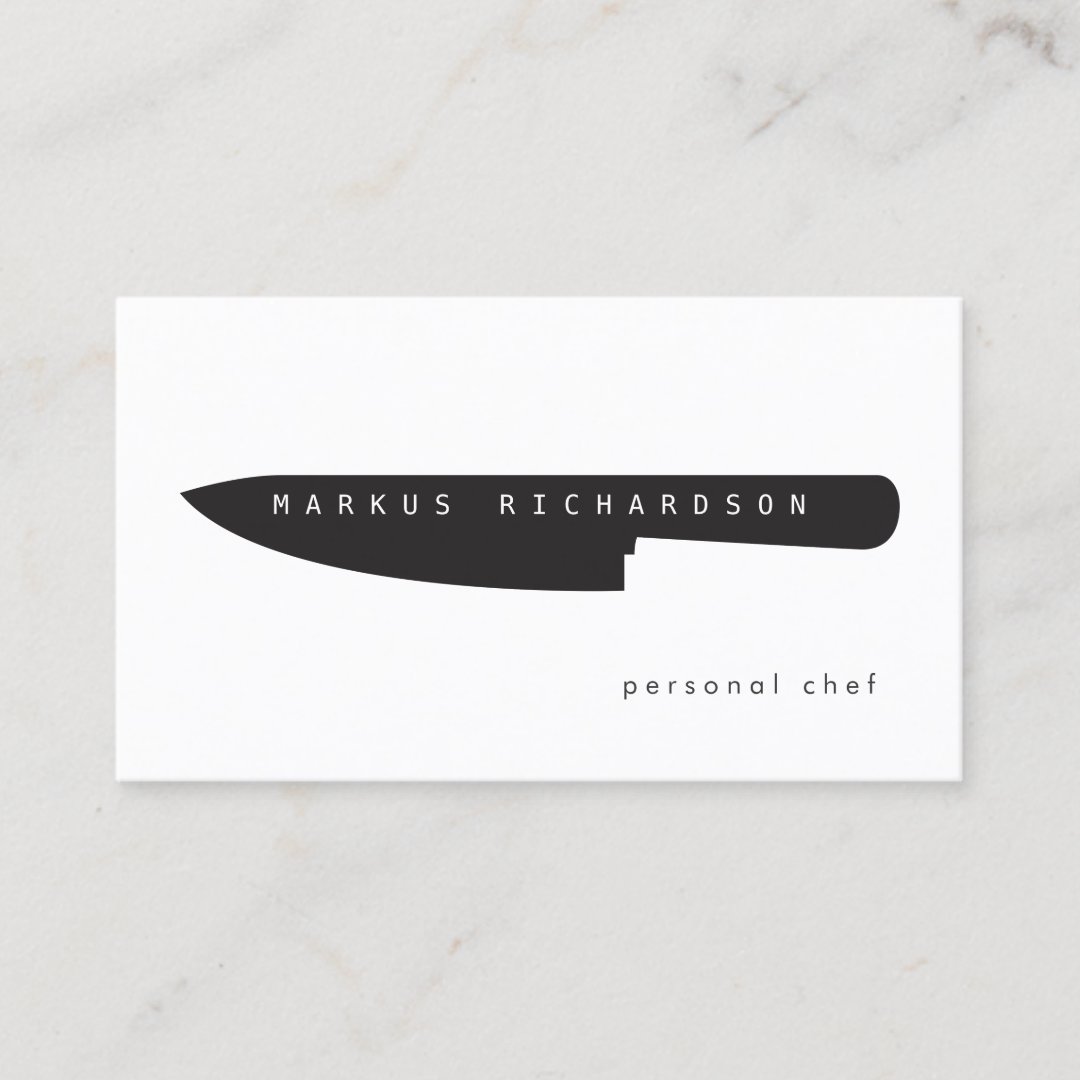 Big Chef Knife Logo for Personal Chef, Catering Business Card | Zazzle