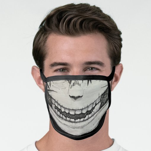 Big Creepy Smile Anime Lover Cool Black and White Face Mask | Zazzle