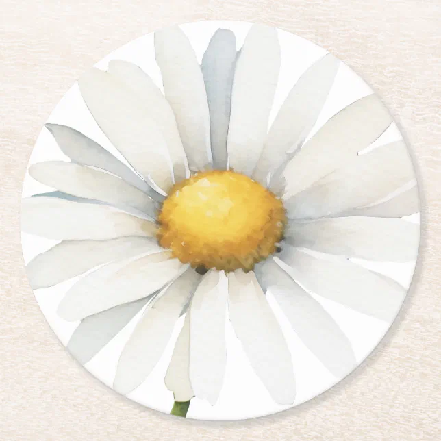 Big daisy round paper coaster | Zazzle