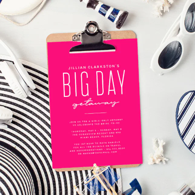 Big day getaway destination bachelorette party invitation | Zazzle