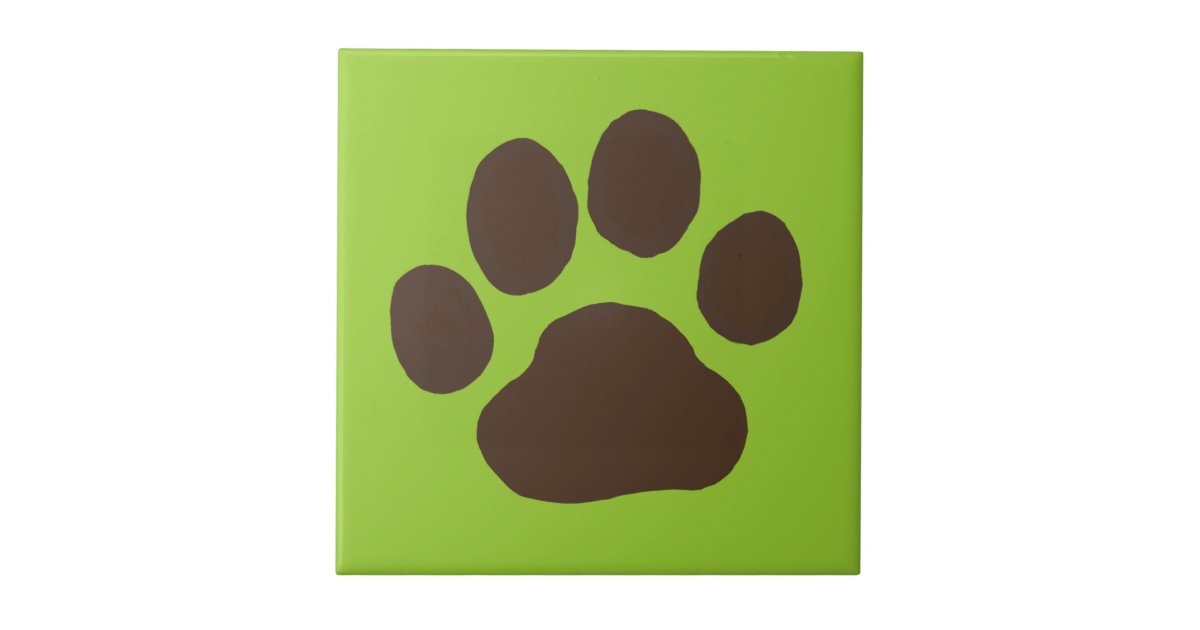 Big Dog Paw Print with Custom Background Color Ceramic Tile | Zazzle
