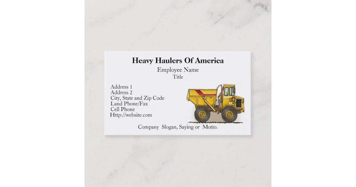 Big Dump Truck Construction Business Cards | Zazzle