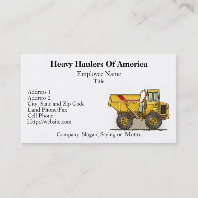 Big Dump Truck Construction Business Cards | Zazzle