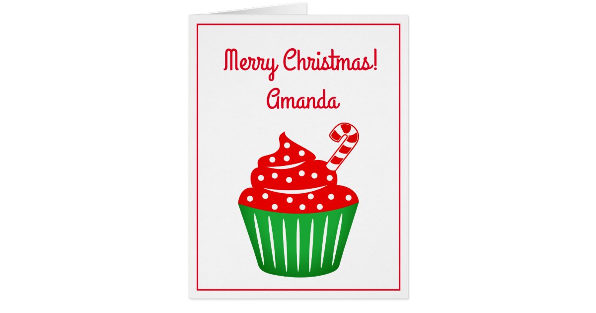 Big extra large Christmas card with cute cupcakes | Zazzle