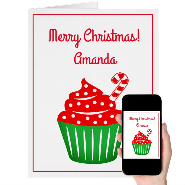 Big extra large Christmas card with cute cupcakes | Zazzle