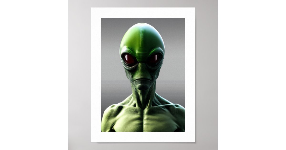 Big Eyes Green Alien Poster | Zazzle