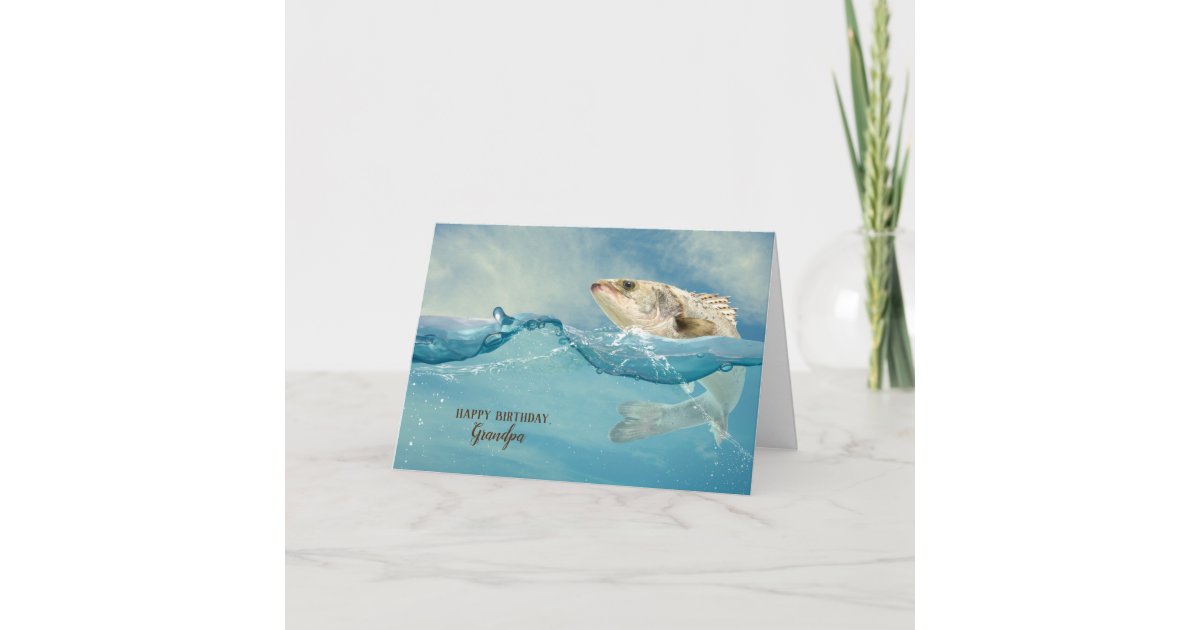big fish in water for grandpa's birthday card | Zazzle