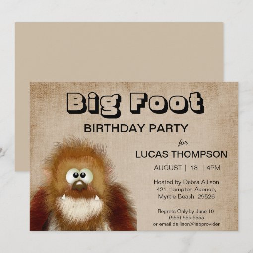 Big Foot Birthday Party Invitation | Zazzle