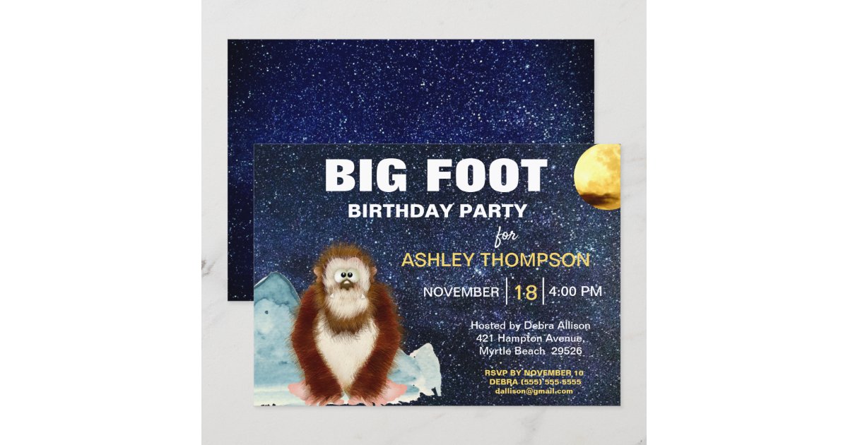 Big Foot Birthday Party Invitation | Zazzle