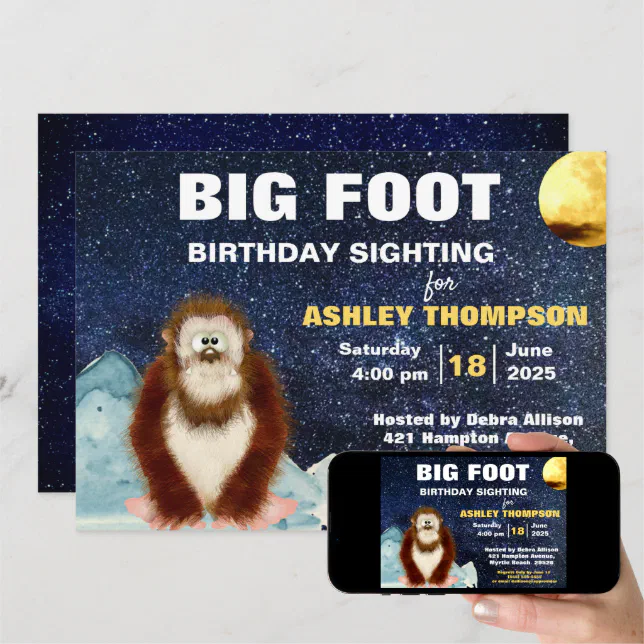 Big Foot Birthday Party Invitation | Zazzle