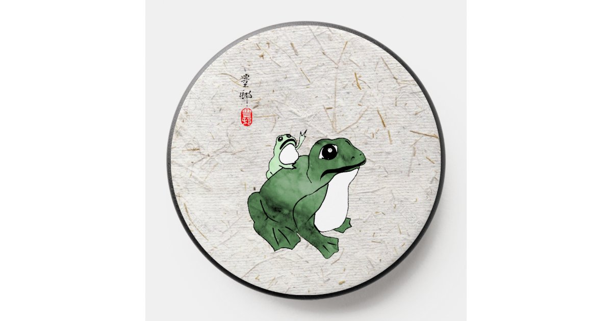 Big Frog Little Japanese Frog Toad 19th Century PopSocket | Zazzle