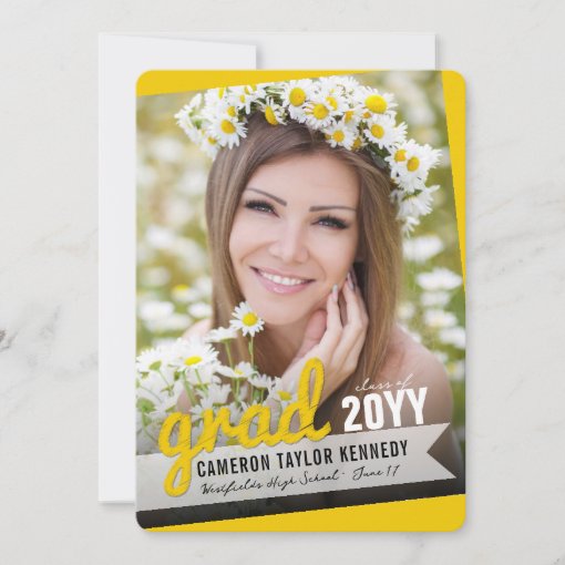 Big Grad Scribbles Photo Modern Graduation Party Invitation | Zazzle