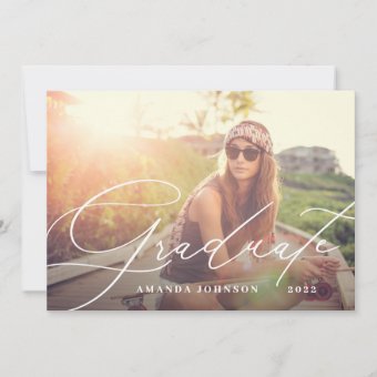 Big Graduate Script Photo Graduation Invitation | Zazzle