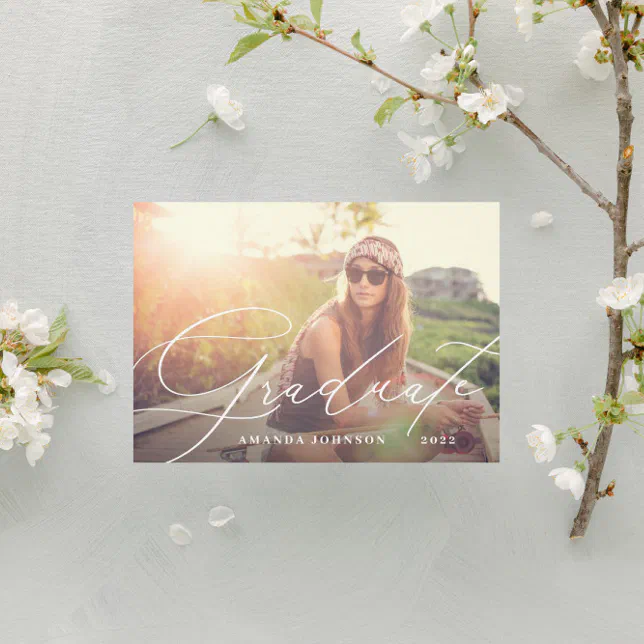 Big Graduate Script Photo Graduation Invitation | Zazzle