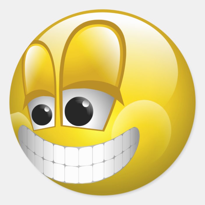 BIG GRIN FACE CLASSIC ROUND STICKER | Zazzle.com
