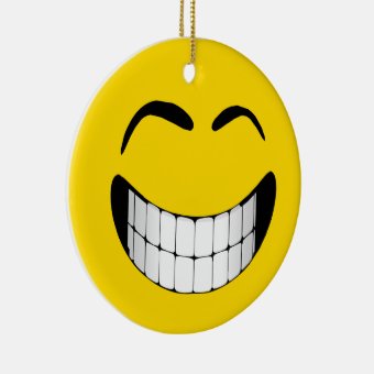 BIG GRIN FACE ORNAMENT | Zazzle