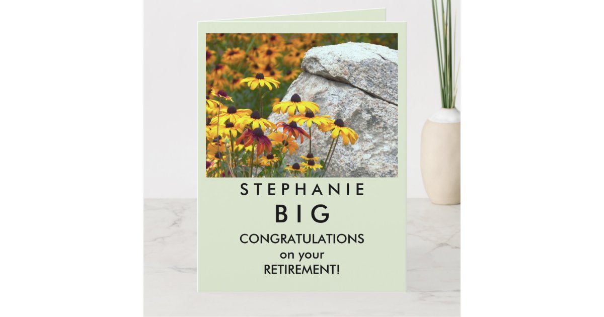 BIG Happy Retirement Congratulations Yellow Flower Card | Zazzle
