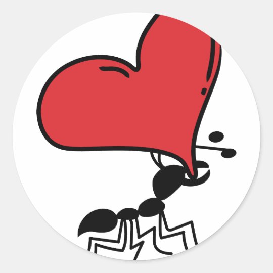 Big Heart Ant, Lots of Love Ant Classic Round Sticker | Zazzle.com