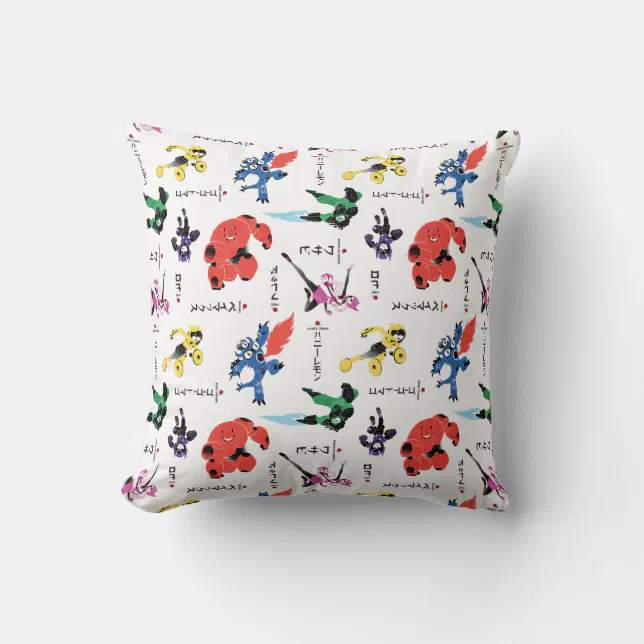 Big Hero 6 Fighting Pattern Throw Pillow | Zazzle