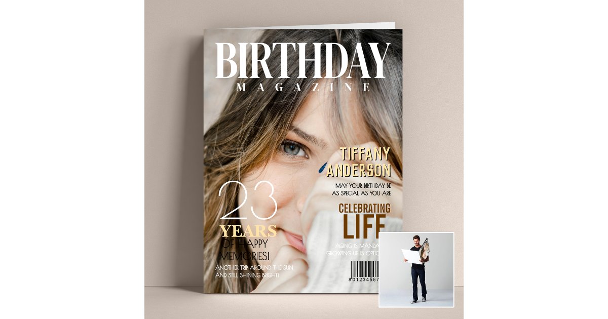 Big Jumbo Birthday Magazine Cover Photo Card | Zazzle