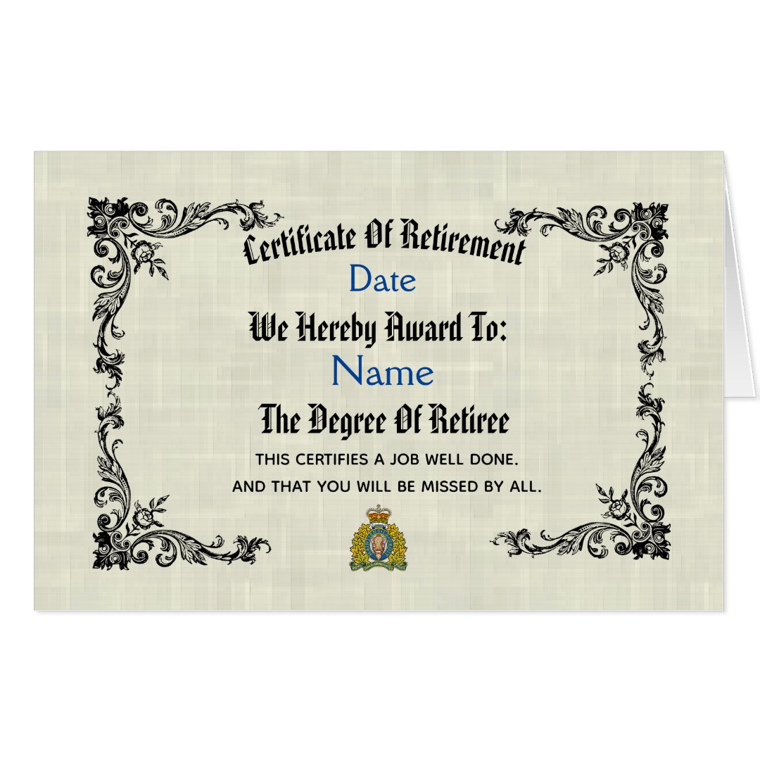 Big Jumbo Canadian Mounted Police Retirement Card | Zazzle