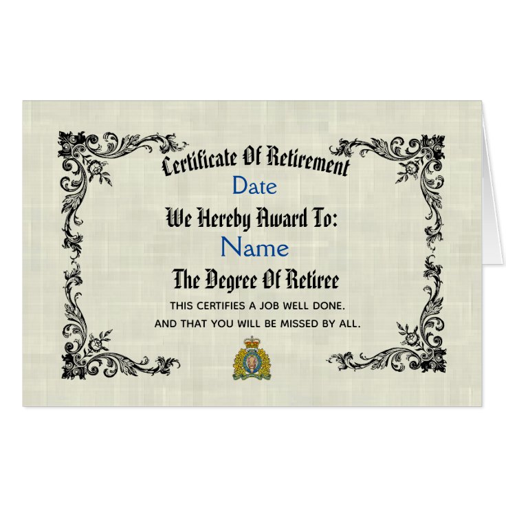 Big Jumbo Canadian Mounted Police Retirement Card | Zazzle