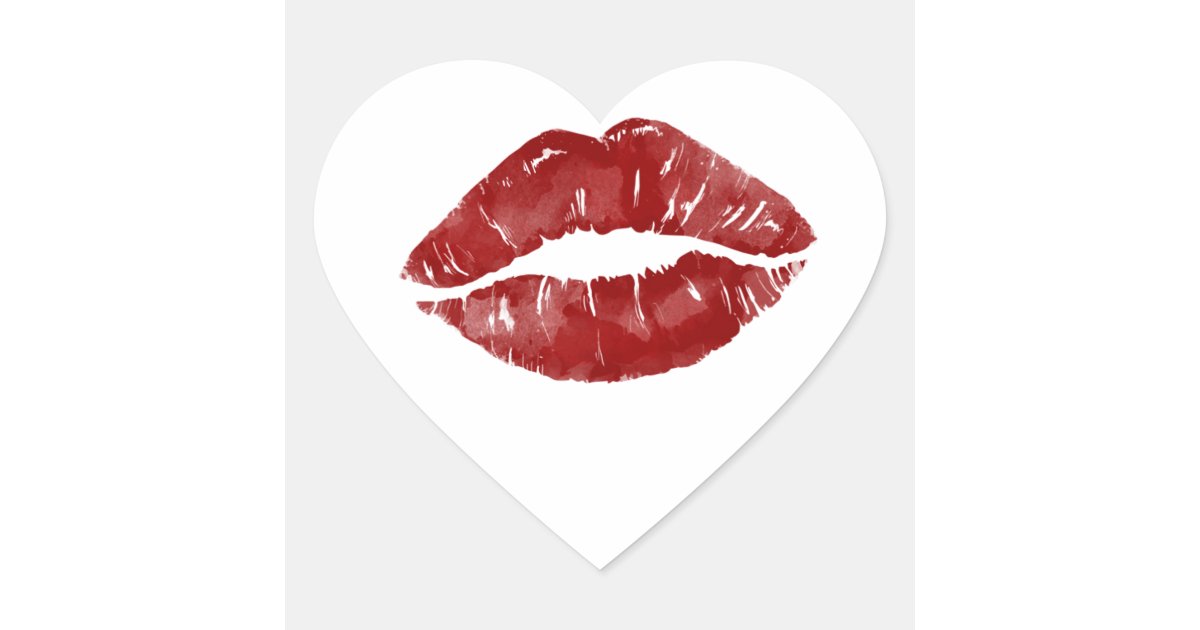 Big Kiss Heart Sticker | Zazzle