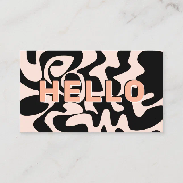 Big Letters Hello Modern Black and Pastel Pink Business Card | Zazzle
