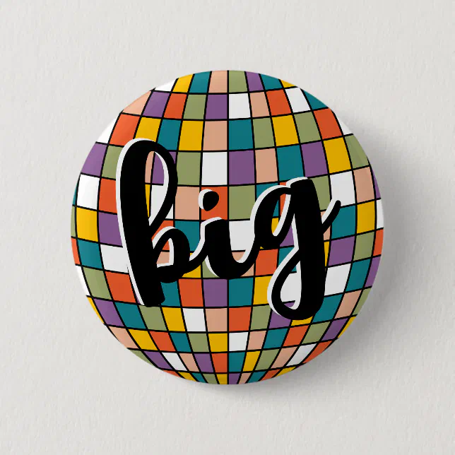 Big Little Sorority Retro Disco Ball Button | Zazzle