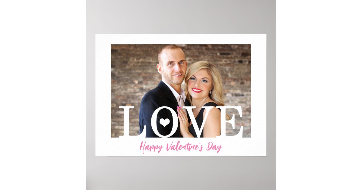 Big LOVE Letters Modern | Your Photo Pink Script Poster | Zazzle
