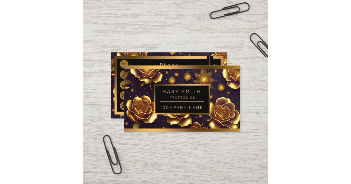 Big Luxury Gold Rose Modern Collection Business Card | Zazzle