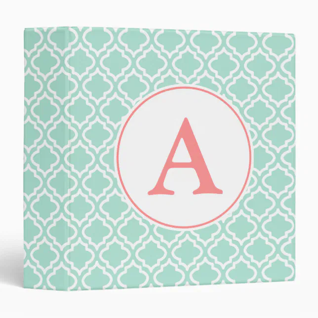 Big Mint Monogram Scrapbook School Binder | Zazzle