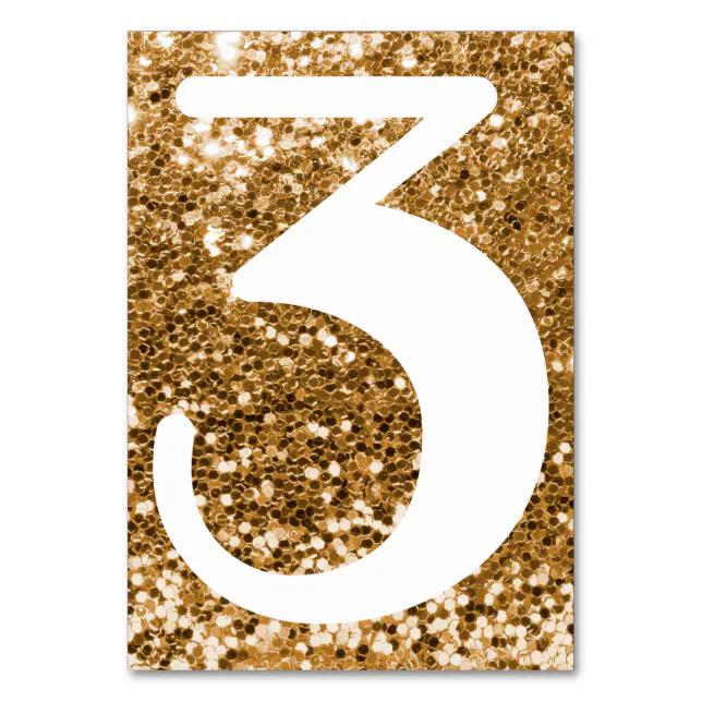 Big Modern Number Faux Gold Glitter Table Number | Zazzle
