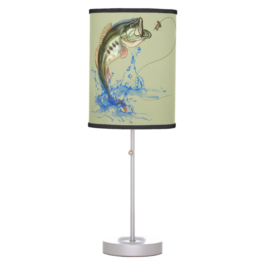 Big Mouth Bass Jumping Fishing Lure Table Lamp | Zazzle