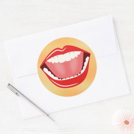 Big Mouth Funny Cool Laughing Round Stickers | Zazzle