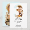 Big Number 3 THREE Photo Third 3rd Birthday Party Invitation | Zazzle