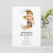 Big Number 3 THREE Photo Third 3rd Birthday Party Invitation | Zazzle